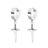 China Titanium Steel Round Ear Buckle Cross Pendant Earrings Male Personality Wild Ear Studs Jewelry Spot Wholesale Ear Buckles Er0334 for sale