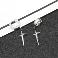China Titanium Steel Round Ear Buckle Cross Pendant Earrings Male Personality Wild Ear Studs Jewelry Spot Wholesale Ear Buckles Er0334 for sale