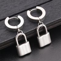 China Fashion Titanium Steel Lock Creative Ear Buckle Stainless Steel Gold-Plated Pendant Earrings for Men and Women Ear Jewelry Factory Direct Sales Er0164 for sale