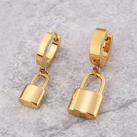 China Fashion Titanium Steel Lock Creative Ear Buckle Stainless Steel Gold-Plated Pendant Earrings for Men and Women Ear Jewelry Factory Direct Sales Er0164 for sale