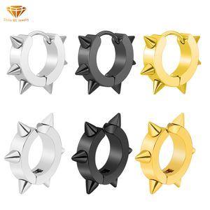 China Fashion Jewelry Punk Rivet Sharp Cone Titanium Steel Ear Buckle Male Stainless Steel Pierced Personality Round Ring Earrings for Men Er0017 for sale