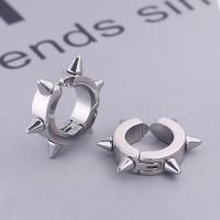 China Fashion Jewelry Punk Rivet Sharp Cone Titanium Steel Ear Buckle Male Stainless Steel Pierced Personality Round Ring Earrings for Men Er0017 for sale