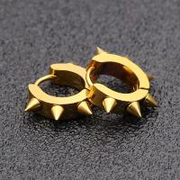 China Fashion Jewelry Punk Rivet Sharp Cone Titanium Steel Ear Buckle Male Stainless Steel Pierced Personality Round Ring Earrings for Men Er0017 for sale