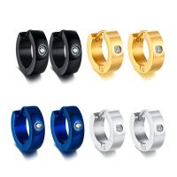 China Titanium Steel Inlaid Single Rhinestone Earrings Trendy Men's Jewelry Black Gold and Silver Jewelry Earrings Erh117 for sale
