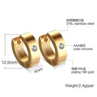 China Titanium Steel Inlaid Single Rhinestone Earrings Trendy Men's Jewelry Black Gold and Silver Jewelry Earrings Erh117 for sale