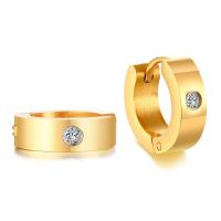 China Titanium Steel Inlaid Single Rhinestone Earrings Trendy Men's Jewelry Black Gold and Silver Jewelry Earrings Erh117 for sale