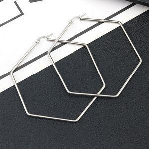 China Fashion Jewelry Simple Titanium Steel Geometric Earrings Stainless Steel Exaggerated Hexagonal Big Earrings Er0315D for sale
