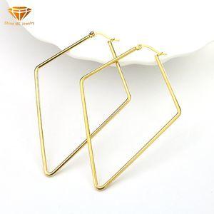 China Factory Wholesale European and American Fashion Simple Titanium Steel Geometric Earrings Stainless Steel Exaggerated Diamond Big Ear Ring Ear Jewelry Er0315b for sale