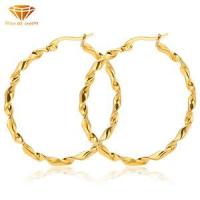 China Fashion Jewelry Stainless Steel Twisted Flat Wire Twist Big Earrings Fashion Shrimp Male Clasp Earrings Er0105 for sale