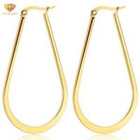 China European and American Titanium Steel Stainless Steel Earrings Oval Flattened Big Ear Hoop Earrings Female Nightclub Exaggerated Earrings Er0093 for sale