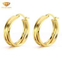 China Factory Direct Fashion Jewelry Titanium Steel Circle Square Wire Earrings Stainless Steel Three Circle Twisted Wire Ear Buckle Jewelry Er0111 for sale