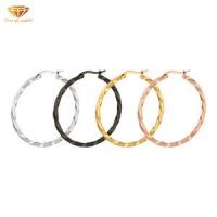 China Factory Direct Sales European and American Fashion Titanium Steel Twisted Big Earrings Stainless Steel Ear Buckle Exquisite Big Ear Ring Ear Jewelry Er0055 for sale