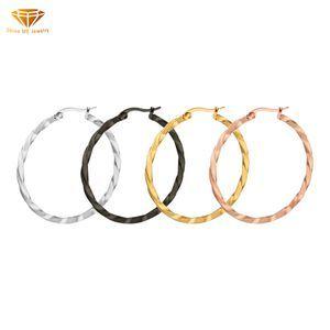 China Factory Direct Sales European and American Fashion Titanium Steel Twisted Big Earrings Stainless Steel Ear Buckle Exquisite Big Ear Ring Ear Jewelry Er0055 for sale
