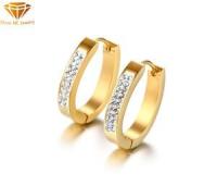 China Earrings European and American Jewelry Stainless Steel Gold Earring Earrings Simple Ladies Earrings with Rhinestones Er9215 for sale