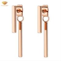 China Factory Direct Sale Korean Fashion Stainless Steel Ear Pin Chain on Both Sides Titanium Steel 18K Rose Gold Earrings Ear Jewelry Er4251 for sale
