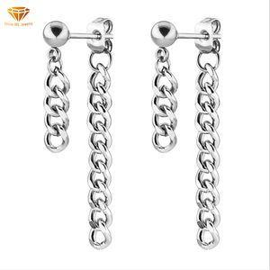 China Factory Direct Sales Fashion Stainless Steel Ball Earrings Stainless Steel Personality Double Chain Earrings Er4248 for sale