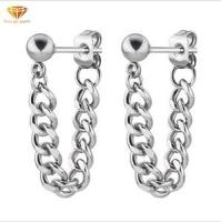 China Fashion Stainless Steel Small Steel Ball Stud Earrings Best Selling Silver Black Titanium Steel Chain Stud Earrings Er4243 for sale