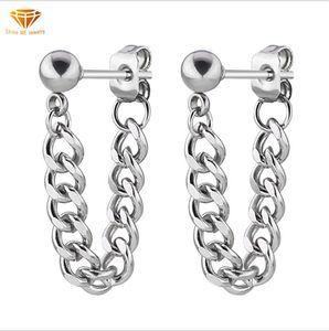 China Fashion Stainless Steel Small Steel Ball Stud Earrings Best Selling Silver Black Titanium Steel Chain Stud Earrings Er4243 for sale