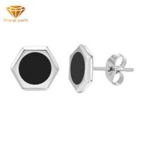 China Stainless Steel Fashion Men's Personalized Hip Hop Earrings Hexagonal Corrosion Drip Earrings Er0423 for sale