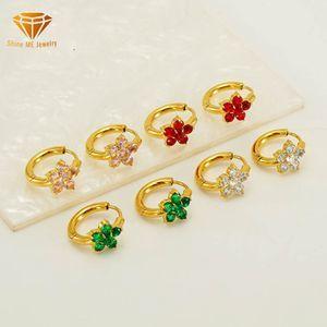 China European and American Ins Style Versatile Flowers, Zircon Earrings Stainless Steel Earrings Sweet and Niche High-End Titanium Steel Earrings for Women Sm949 for sale