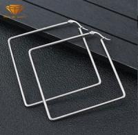China European and American Fashion Simple Titanium Steel Geometric Earrings Stainless Steel Exaggerated Square Big Ear Ring Ear Jewelry Er0315c for sale