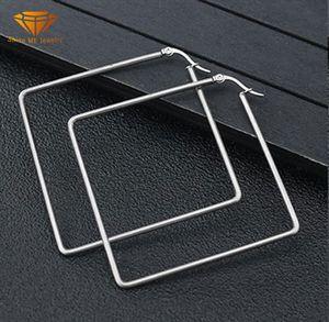 China European and American Fashion Simple Titanium Steel Geometric Earrings Stainless Steel Exaggerated Square Big Ear Ring Ear Jewelry Er0315c for sale
