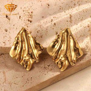 China Fashion Jewelry Geometric Pleated Earrings with Female Personality Hammered Texture Oil Pressure Stainless Steel Earrings Smer6050 for sale