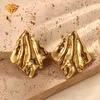 China Fashion Jewelry Geometric Pleated Earrings with Female Personality Hammered Texture Oil Pressure Stainless Steel Earrings Smer6050 for sale
