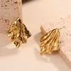 China Fashion Jewelry Geometric Pleated Earrings with Female Personality Hammered Texture Oil Pressure Stainless Steel Earrings Smer6050 for sale