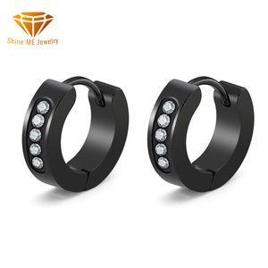 China Fashion Jewelry Titanium Steel Micro-Inlaid Square Zircon Earrings Stainless Steel Double-Sided Round Zirconium Ear Buckle Earrings Jewelry Er0169 for sale