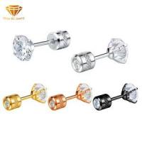China Four Claw Diamond AAA Double Sided Zircon Earrings Popular Fashion Stainless Steel Earrings in Europe and America Wholesale 2308 for sale