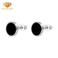 China European and American Fashion Titanium Steel Earrings Stainless Steel Round Cake Dumbbell Dripping Oil Barbell Earrings Female Hypoallergenic Ear Jewelry Er0113 for sale