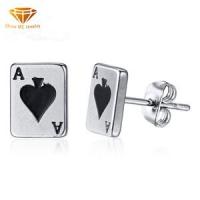 China Simple and Small Ace of Spades Earrings Poker Titanium Stainless Steel Surgical Steel Women′ S Earrings Er1091 for sale