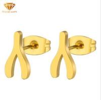 China Factory Wholesale Fashionable Titanium Steel Heirs with The Same Paragraph Wish Bone Earrings Female Stainless Steel Exquisite Earrings Er6222 for sale