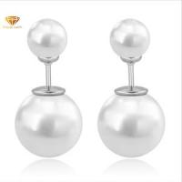 China European and American Fashion Titanium Steel Natural Size Pearl Earrings Stainless Steel Round Double Pearl Earrings Jewelry Factory Direct Sales Er3932 for sale