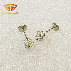 China Factory Wholesale Fashion Jewelry Stainless Steel Jewelry Ab CZ Ball Ear Studs Er4247 for sale