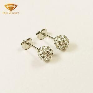 China Fashion Jewelry Stainless Steel Jewelry White CZ Ball Piercing Ear Studs Er4248 for sale