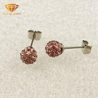 China Fashion Jewelry Stainless Steel Jewelry Pink CZ Ball Ear Studs  Earring Er4246 for sale