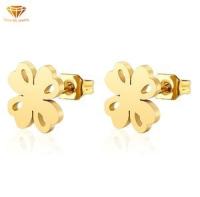 China Fashion Jewelry Plated Jewelry IP Gold Stainless Steel Clover Earrings Ear Studs  Er3931 for sale