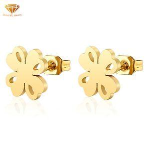 China Fashion Jewelry Plated Jewelry IP Gold Stainless Steel Clover Earrings Ear Studs  Er3931 for sale