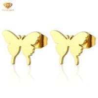 China Factory Direct Sales New Style Titanium Steel IP Gold Stainless Steel Butterfly Ear Studs Fashion Earrings Female Jewelry Er3939 for sale
