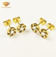 China Shineme Jewelry Stainless Steel Gold Plating Round CZ Ear Piercing Ear Stud Er4101g for sale