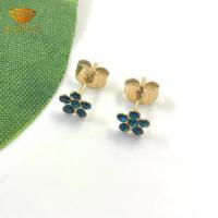 China Fashion Jewelry 316 Stainless Steel Jewelry 6mm Flower Green Birthstone Ear Piercing Ear Studs Er3262 for sale
