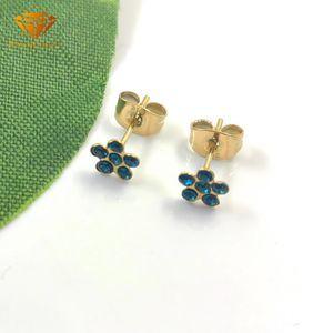 China Fashion Jewelry 316 Stainless Steel Jewelry 6mm Flower Green Birthstone Ear Piercing Ear Studs Er3262 for sale