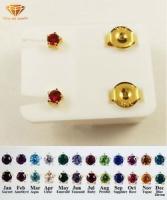 China IP Gold Plating 316L Stainless Steel Jewelry Five Claw Inlay Birthstone Ear Piercing Er5868o for sale