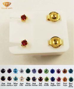 China IP Gold Plating 316L Stainless Steel Jewelry Five Claw Inlay Birthstone Ear Piercing Er5868o for sale
