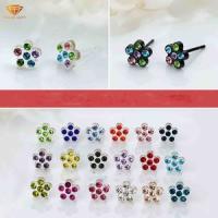 China New Plum Blossom Resin Earrings, Small, Personalized, Fashionable, Colorful Water Diamond Earrings, Resin Ear Holes, Colorful Earrings Rner2412 for sale