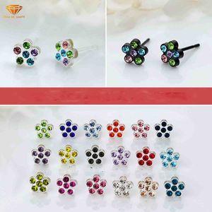 China New Plum Blossom Resin Earrings, Small, Personalized, Fashionable, Colorful Water Diamond Earrings, Resin Ear Holes, Colorful Earrings Rner2412 for sale