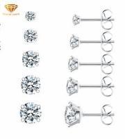 China Fashionable Stainless Steel Four Claw AAA Transparent White Zircon Earrings Anti Allergic Ear Studs Manufacturer Direct Sales Er2306 for sale