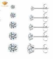 China Fashionable Stainless Steel Four Claw AAA Transparent White Zircon Earrings Anti Allergic Ear Studs Manufacturer Direct Sales Er2306 for sale